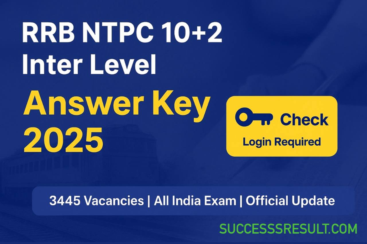 Railway RRB NTPC 10+2 Inter Level Answer Key 2025 Released - Download ...